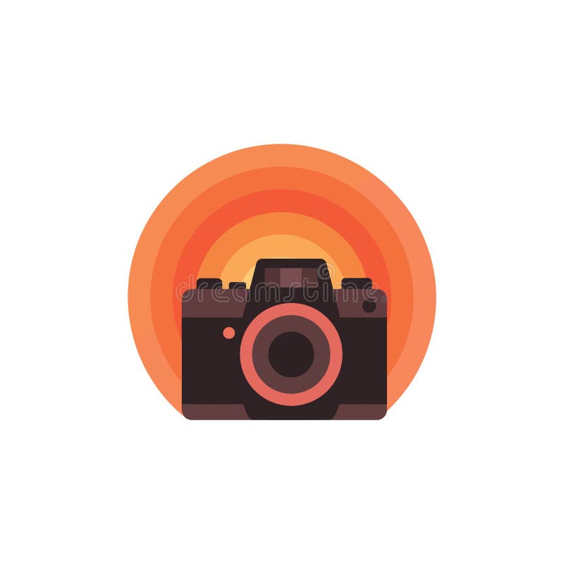 Vintage Camera with Orange Concentric Circles Background Vector ...