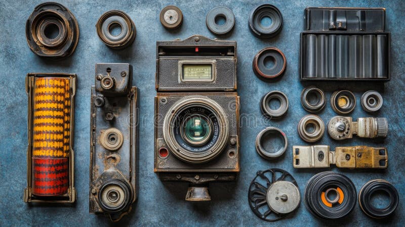 Vintage Camera Parts Accessories Dark Background Stock Photos - Free ...