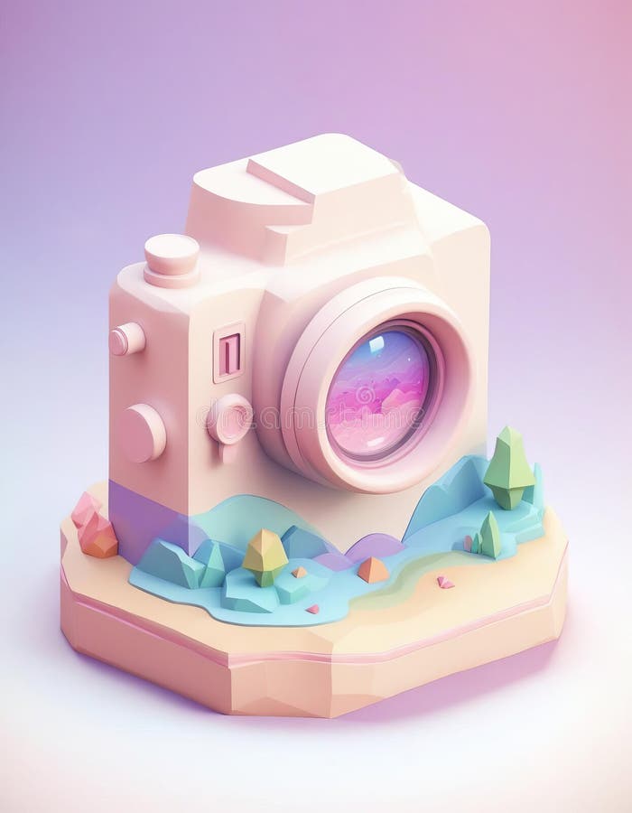 Vintage Camera in Pastel Colors Stock Illustration - Illustration of ...