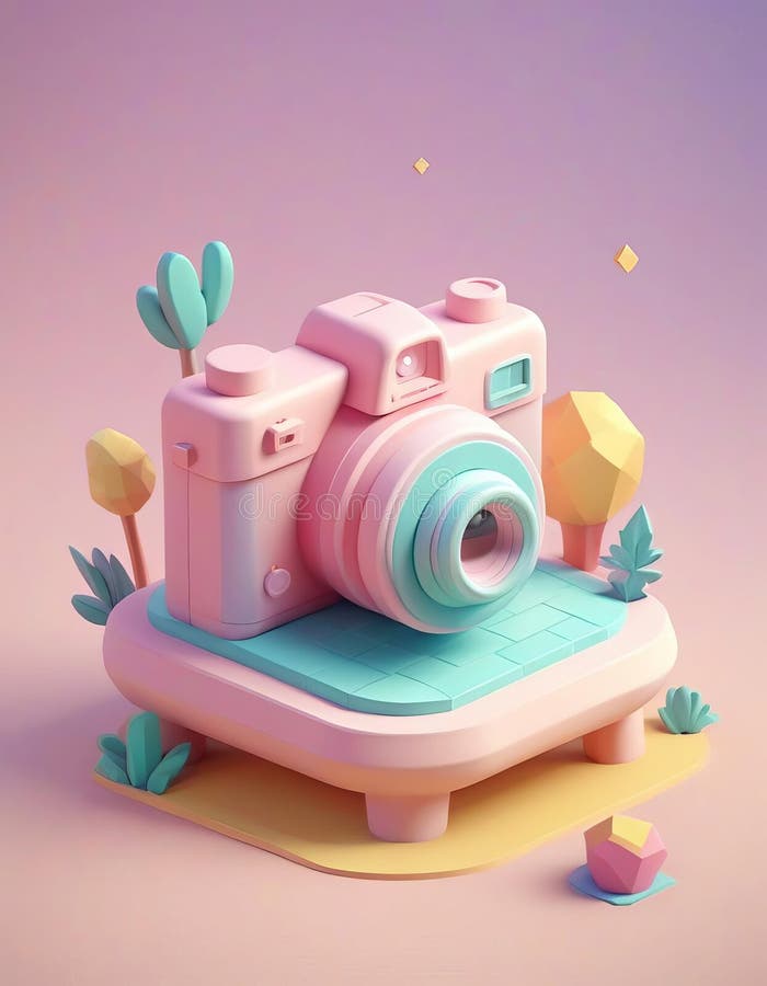 Vintage Camera in Pastel Colors Stock Illustration - Illustration of ...