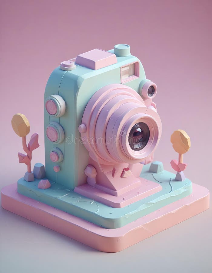 Vintage Camera in Pastel Colors Stock Illustration - Illustration of ...