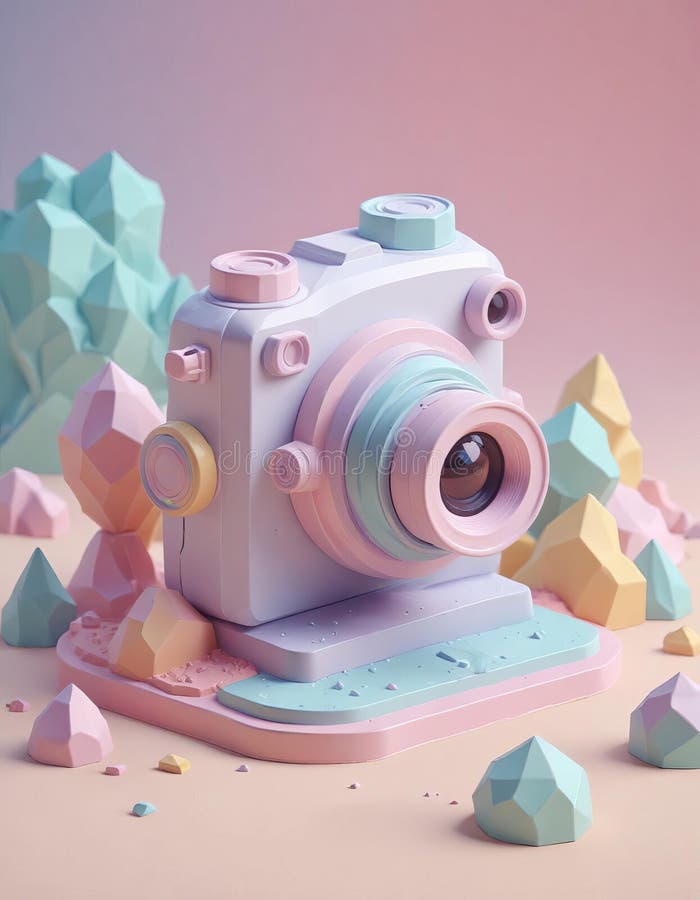 Vintage Camera in Pastel Colors Stock Illustration - Illustration of ...