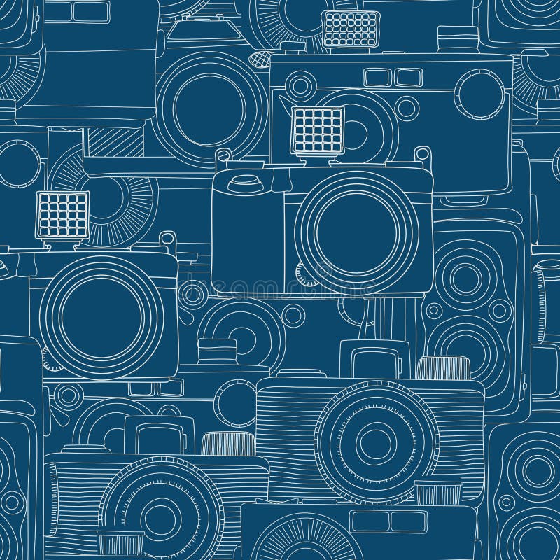 Vintage Camera Pattern Sketch Stock Illustration - Illustration of ...