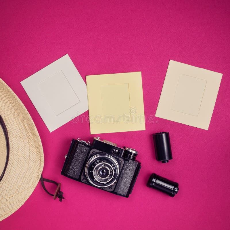 Vintage Camera and Photo Frames Stock Image - Image of obsolete ...