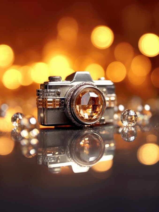 Vintage Camera Placed on Top of Some Sparkling Gems or Diamonds. these ...
