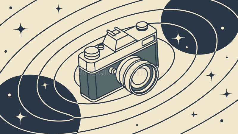 Vintage Camera in Planetary Orbit Abstract Vector, Vector Design ...
