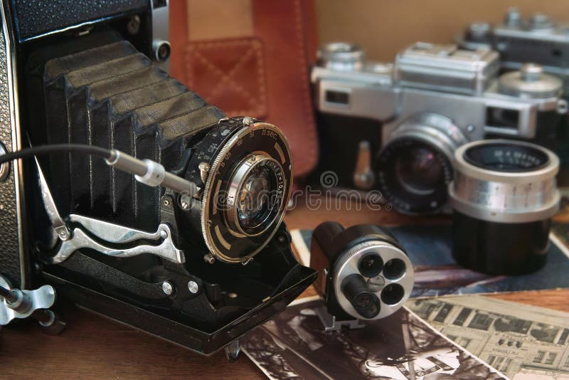 Vintage Camera and Retro Items Stock Image - Image of camera, leather ...