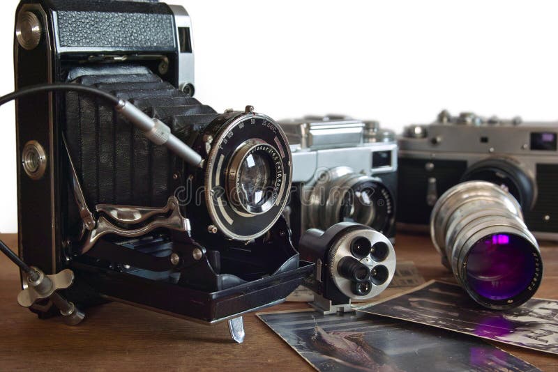 Vintage Camera and Retro Items Stock Image - Image of style, leather ...