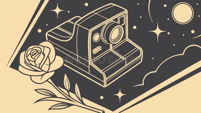Vintage Camera with Rose and Mysterious Ambiance, Vector Design ...
