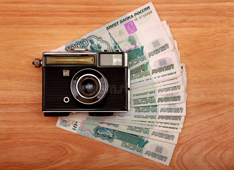 Vintage Camera and Money stock photo. Image of lenses - 29846306