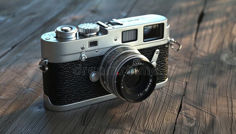 A Vintage Camera on a Rustic Wooden Surface Stock Illustration ...