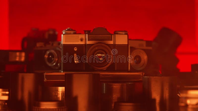 Vintage Camera with a Set of Lenses. the Combination of Classic Design ...