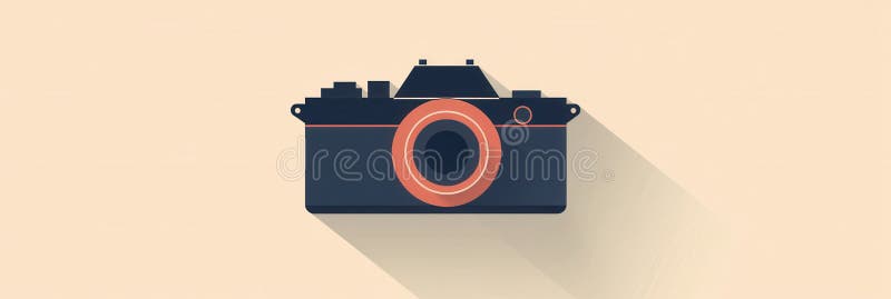 Vintage Camera Silhouette Icon in Minimalist Flat Design with Nostalgic ...