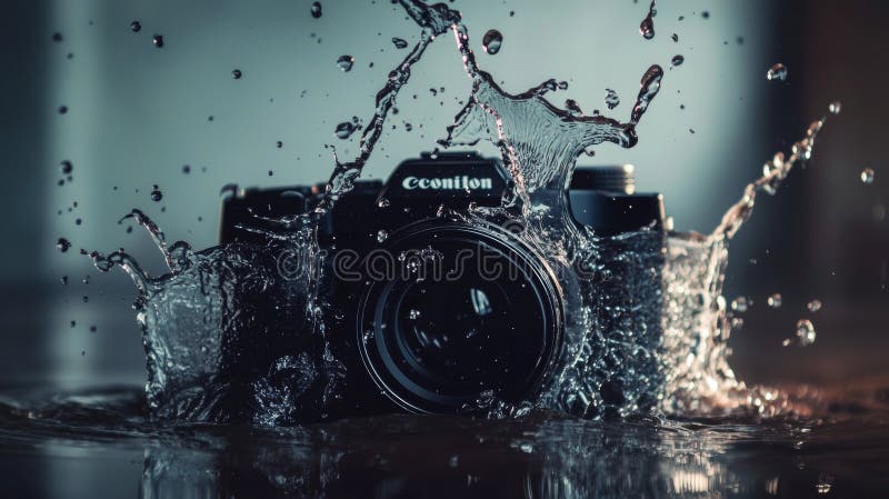 Vintage Camera Splashing in Water for Dramatic Effect Stock Image ...