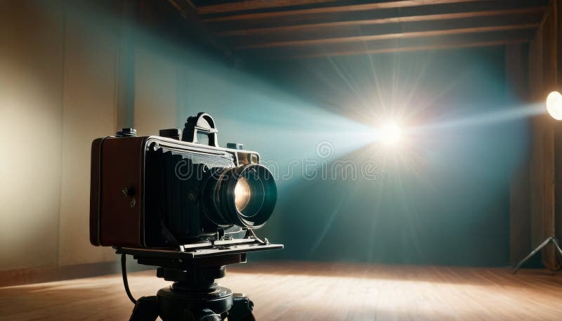 Vintage Camera Spotlight in Studio Stock Image - Image of oldfashioned ...