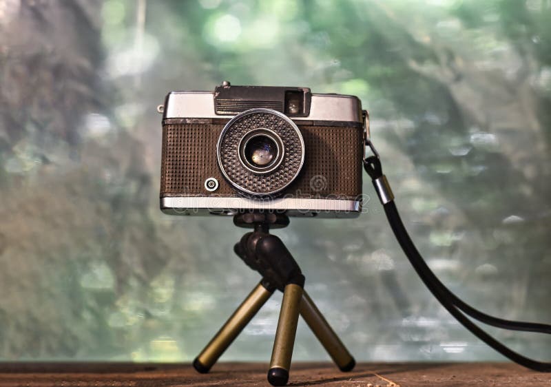Vintage Camera Standing on a Tripod Stock Photo - Image of optical ...