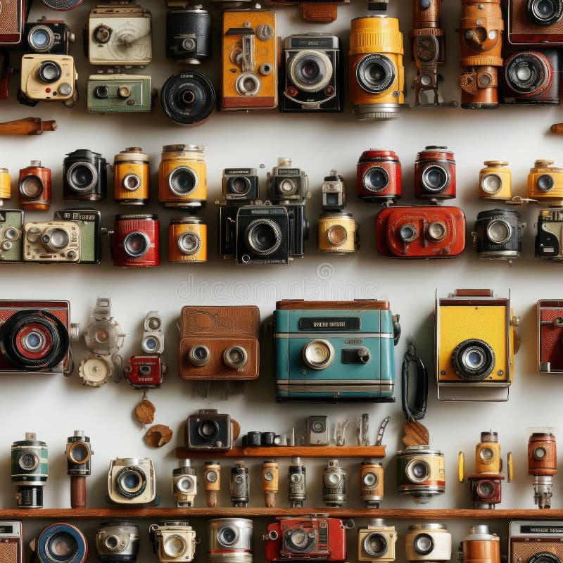 Vintage Camera Wall Collection with Focus Stacking and Eccentric ...