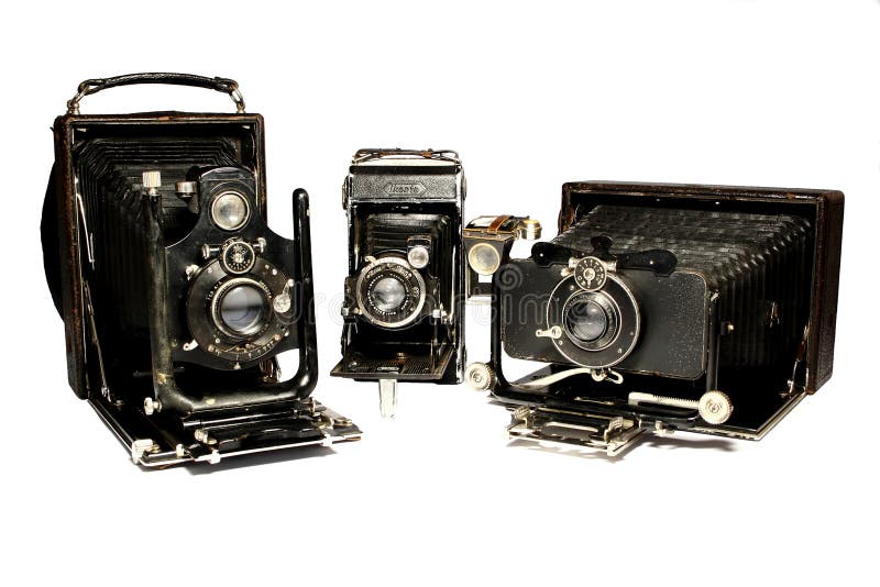 Vintage cameras stock image. Image of trio, retro, collects - 1419867