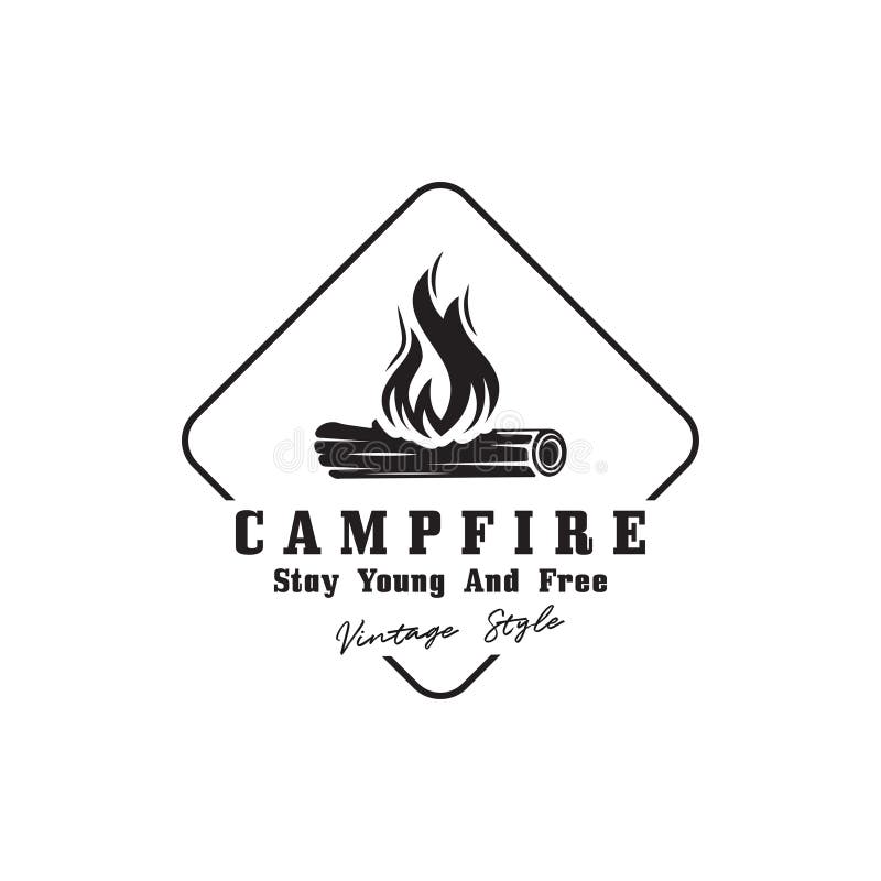 Vintage Campfire Logo Design Stock Vector - Illustration of monochrome ...