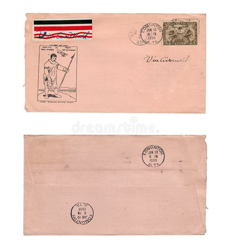 Vintage Canadian Air Mail Envelope Front and Back from 1930 Editorial ...