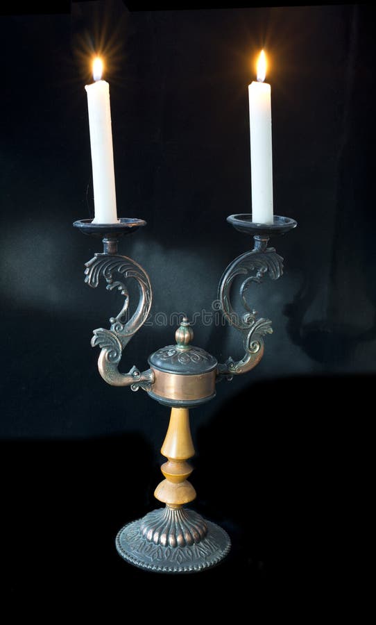 Vintage Candlestick with Candles Stock Photo - Image of obsolete ...