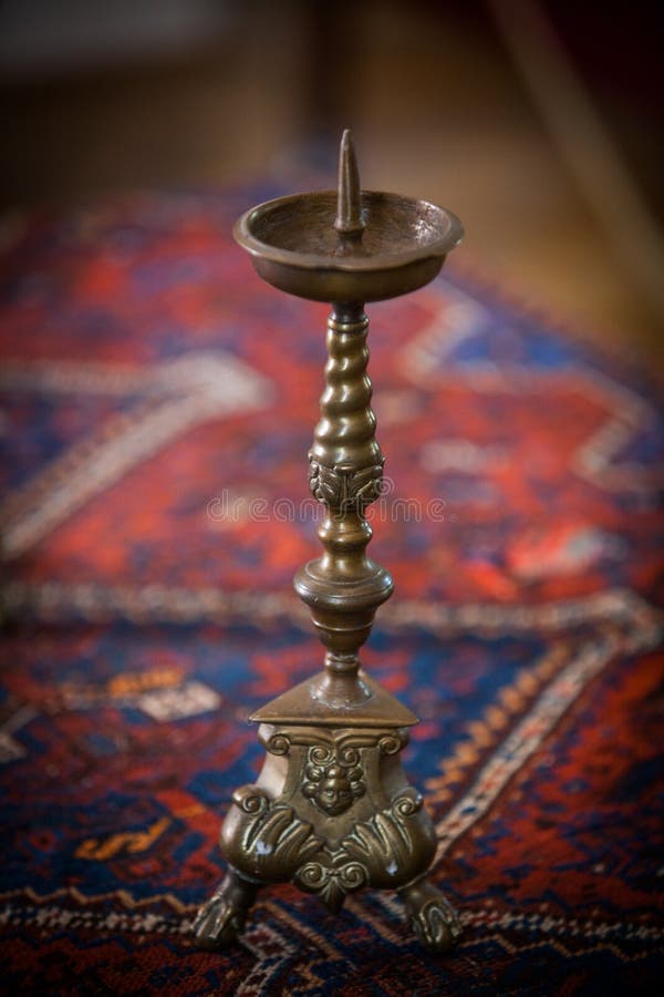 Vintage Candlestick Close Up Stock Image - Image of night, illuminate ...