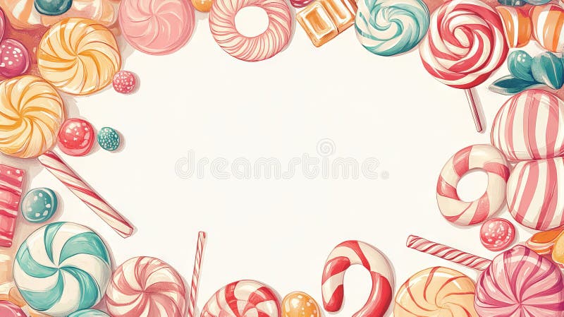 Vintage Candy Background Template Stock Illustration - Illustration of ...