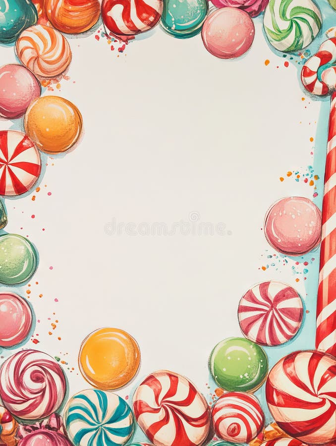 Vintage Candy Background Template Stock Illustration - Illustration of ...