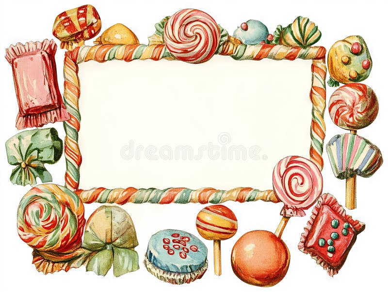 Vintage Candy Background Template Stock Illustration - Illustration of ...