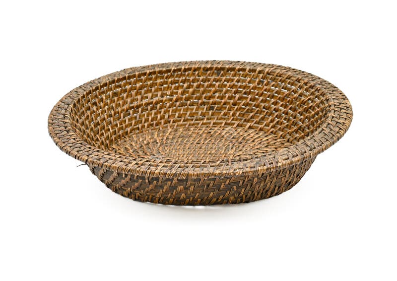 Vintage Cane Fruits Basket with Isolated White Back Ground Full Depth ...