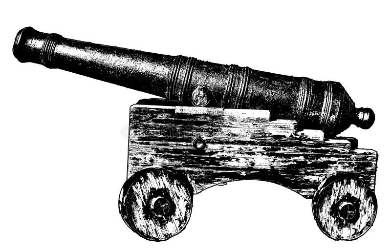 Vintage Cannon Side View Shot Isolated Graphic Stock Illustration ...