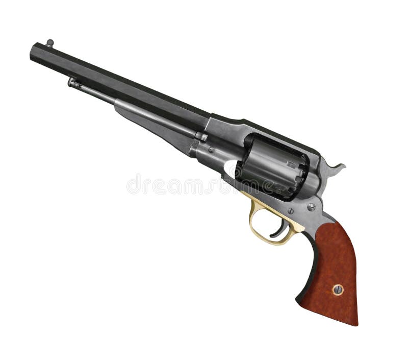 Vintage Cap and Ball Revolver Isolated. Stock Image - Image of revolver ...