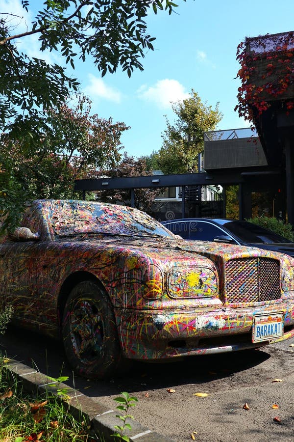 Vintage Car with Abstract Colors in a Street Editorial Stock Photo ...