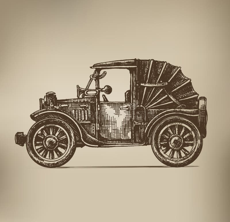 Vector vintage classic car stock vector. Illustration of postcard ...