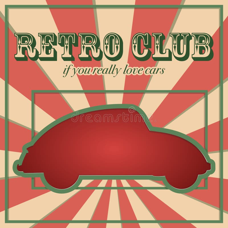 Vintage Car Card Cut Out Effect Vector Illustration Stock Illustrations ...