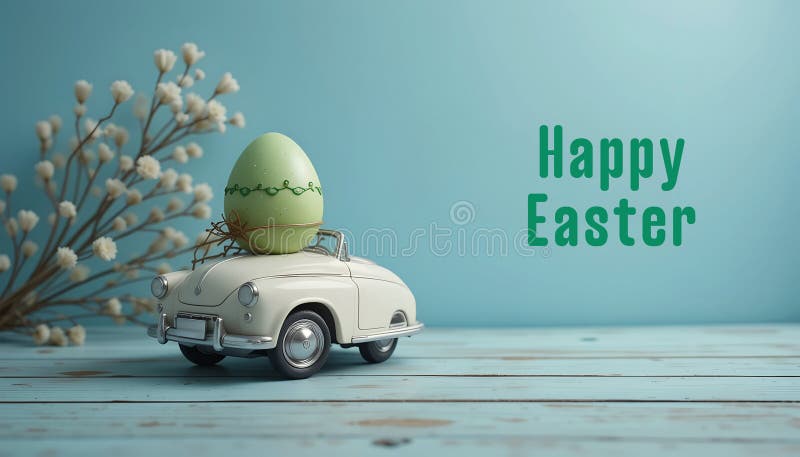A Vintage Car Carrying an Easter Egg, Perfect for Spring Celebrations ...