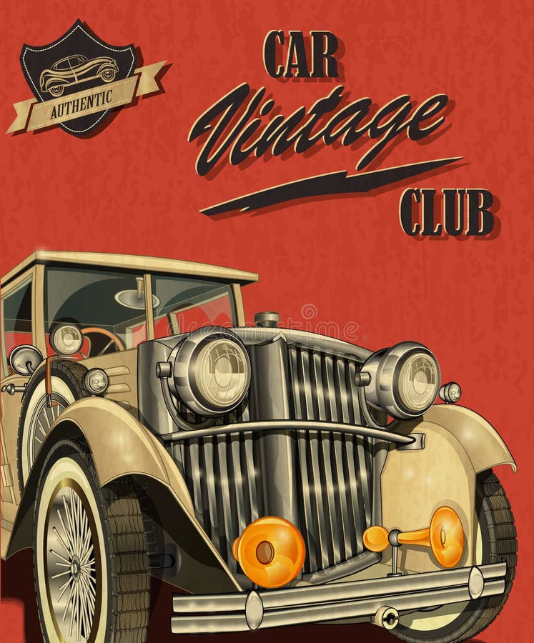 Vintage car club stock illustration. Illustration of automobile - 95841671