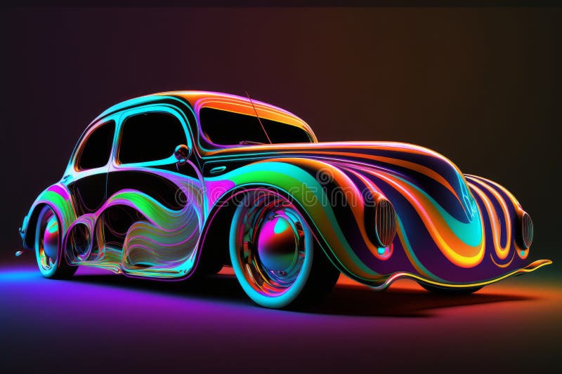 A Vintage Car with a Colorful, Psychedelic Paint Job. Stock ...