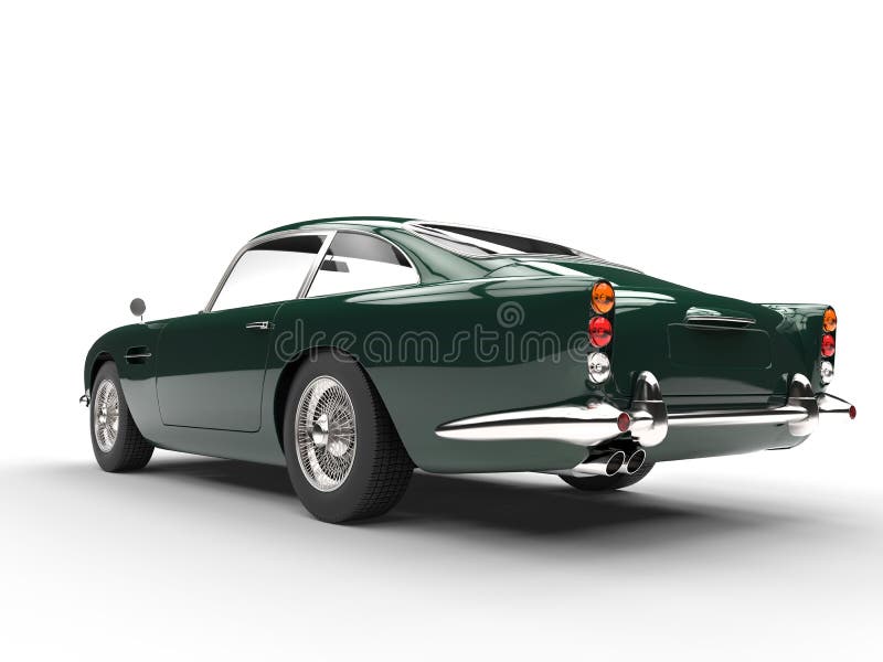 Vintage Car - Dark Green - Back Side View Stock Illustration ...