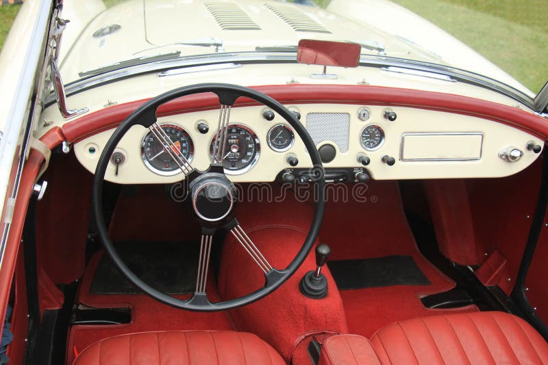 Vintage car dashboard stock image. Image of vintage, steeringwheel ...