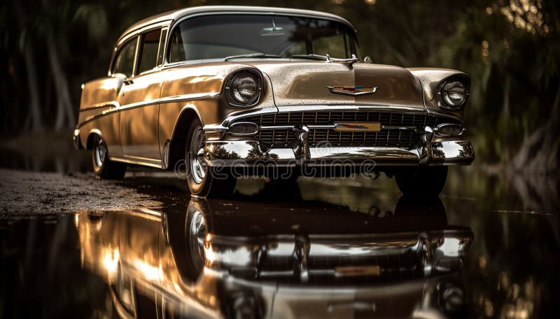 Vintage Car Driving through Rustic Cuban Countryside, Reflecting ...