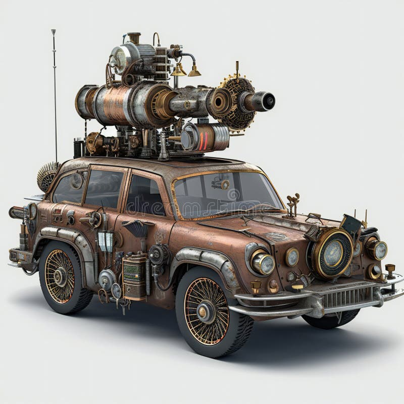 Vintage Car with Engine on a Gray Background with Shadow Stock ...