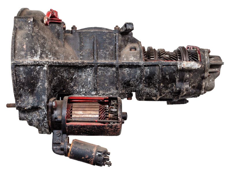 Vintage Car Gearbox Isolated on White Stock Photo - Image of parts ...