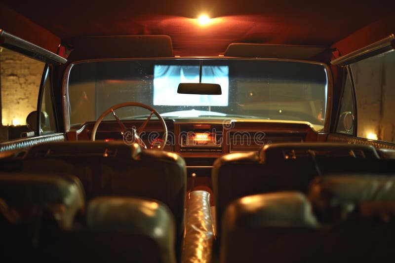 Vintage Car Interior at Night Stock Photo - Image of transportation ...