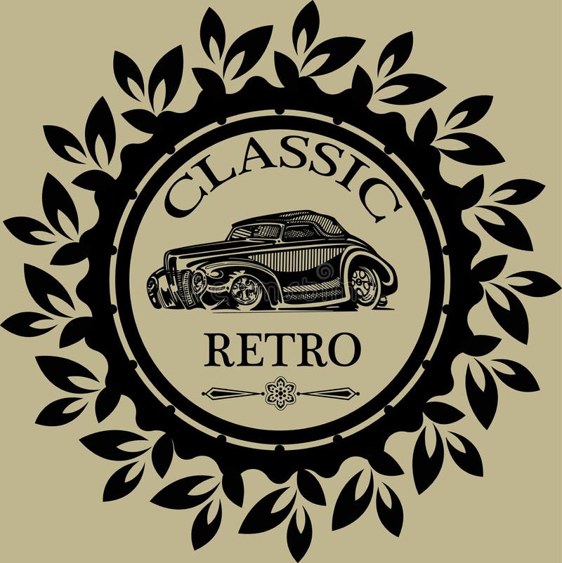 Hot Rod Car Logo Template Vector Design Element Vintage Style for Label ...