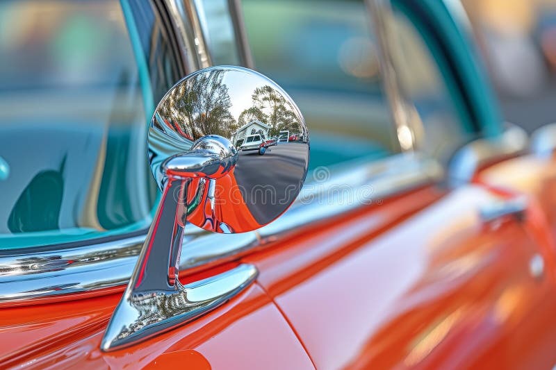Vintage Car Mirror Reflections Stock Illustration - Illustration of ...