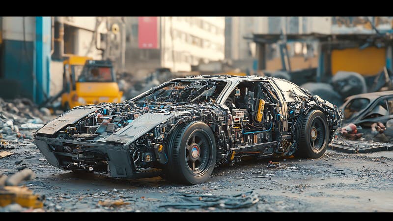 Vintage Car Model, Detailed Structure, Urban Ruin Backdrop Stock ...