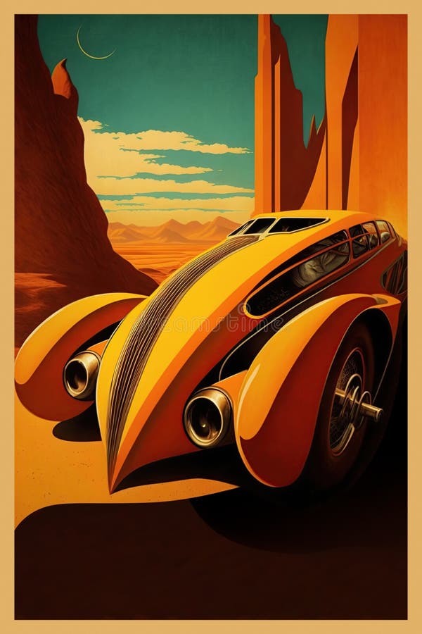 Vintage Car Poster Design. Generative Ai Stock Illustration ...