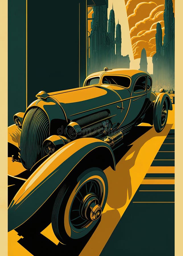 Vintage Car Poster Design. Generative Ai Stock Illustration ...