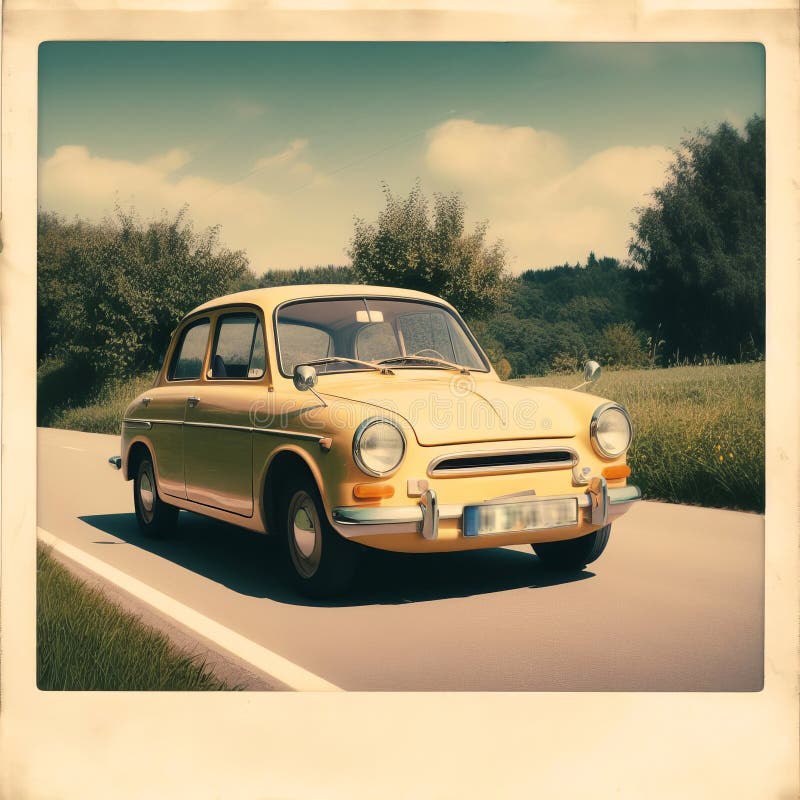 Vintage Car on the Road. Old Style Photo Stock Photo - Image of show ...